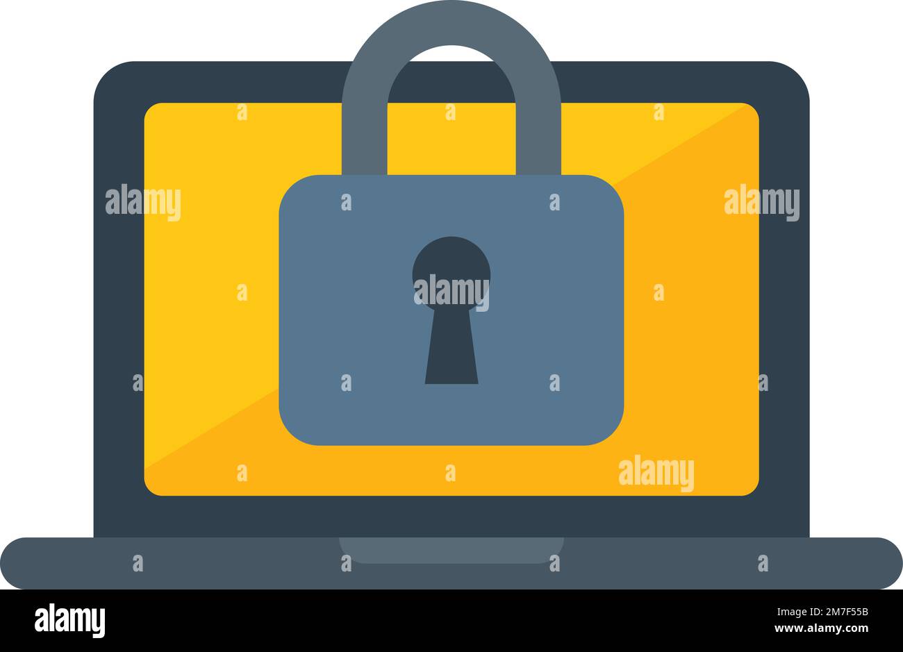 Locked laptop icon flat vector. Data protect. Computer safe isolated ...