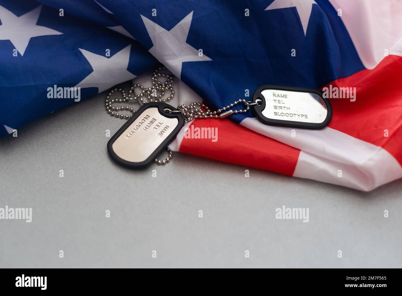 American flag and soldiers tags on background. Veterans Day Concept ...