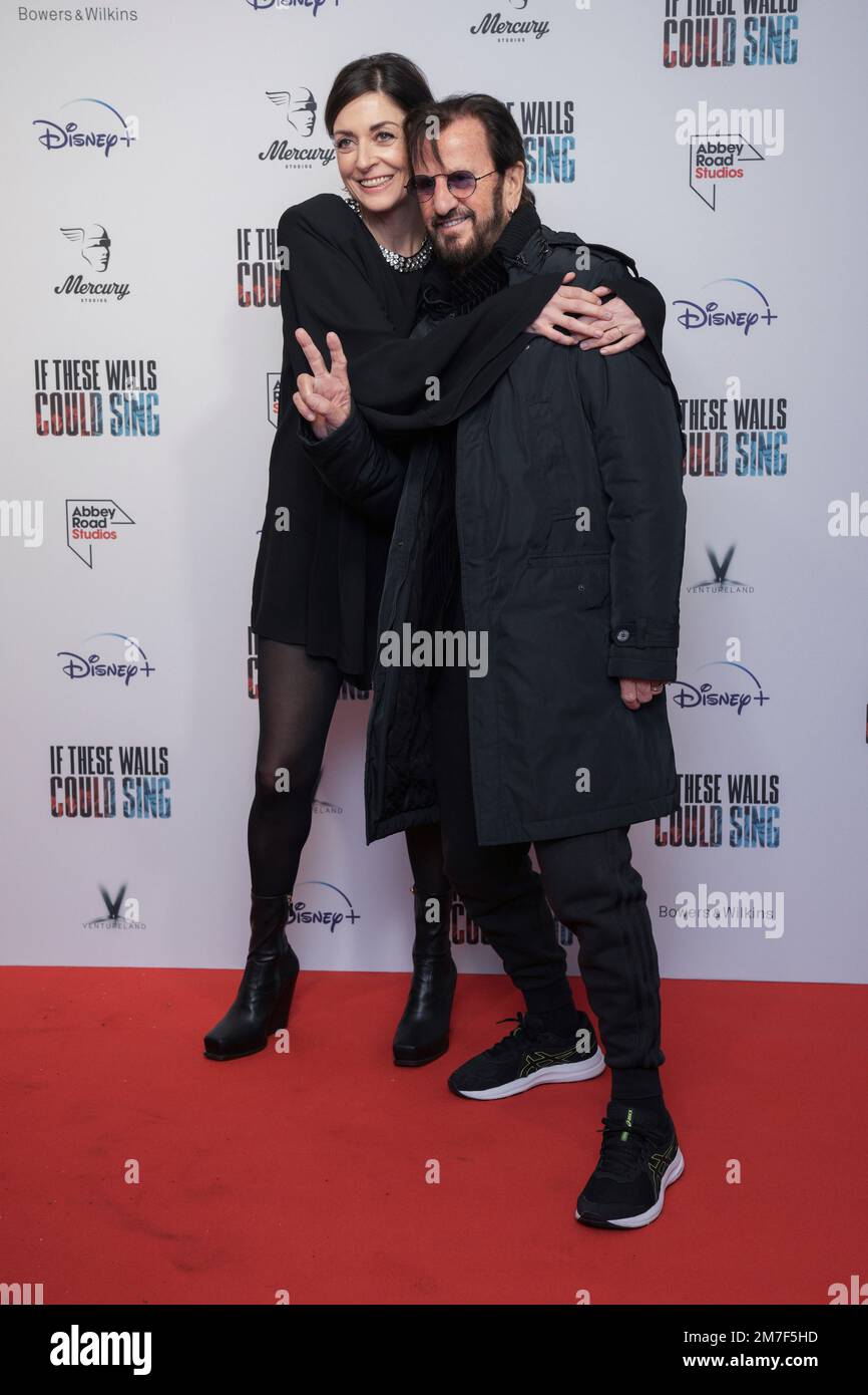 Mary McCartney, left and Ringo Starr pose for photographers upon ...