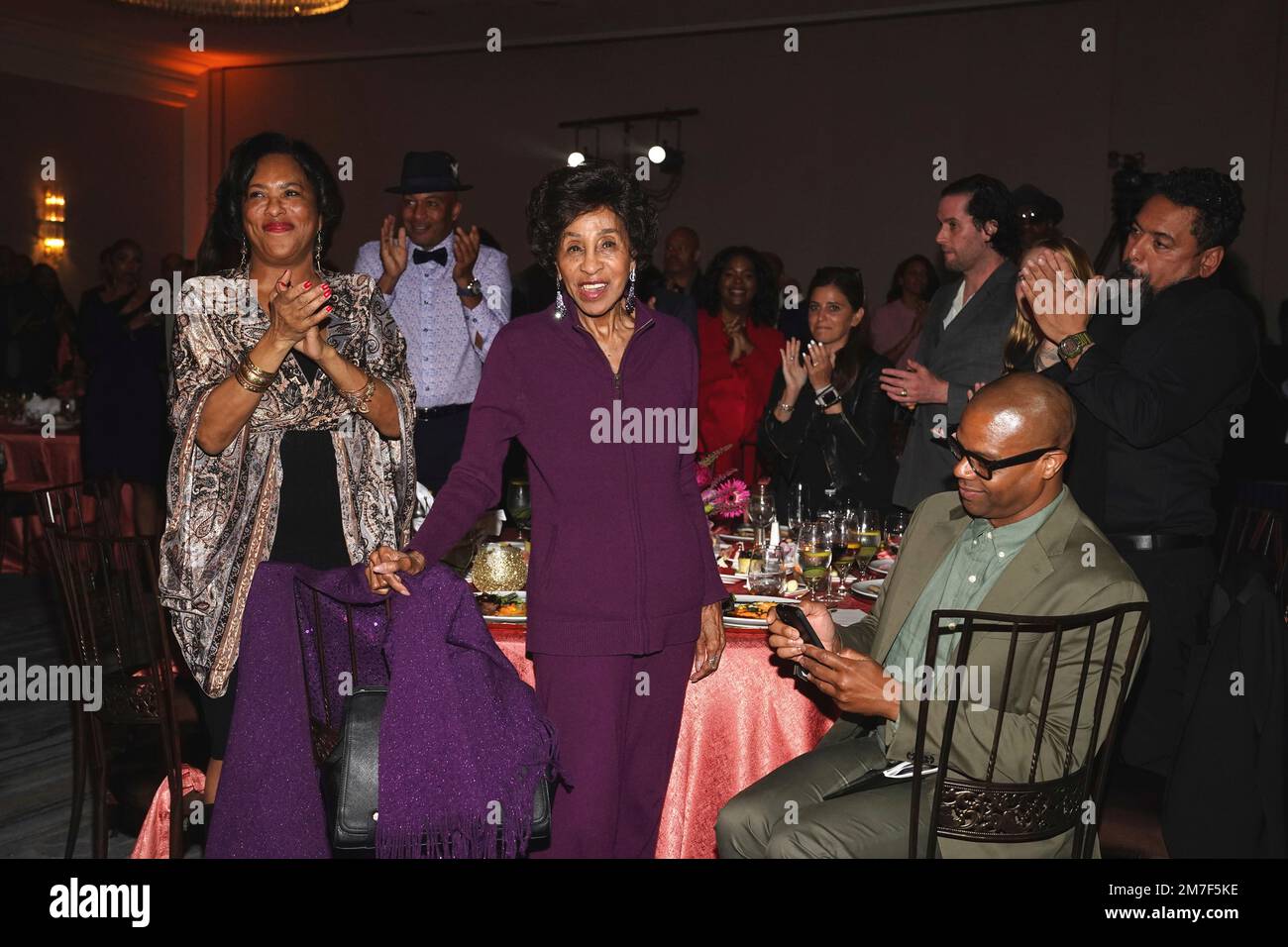 Marla Gibbs, center, smiles as the crowd applauds her at A Golden ...