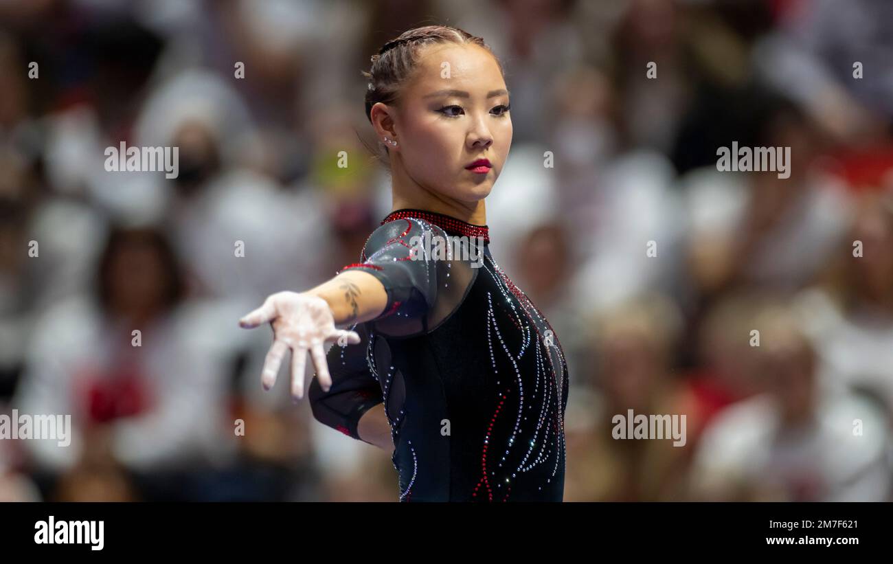Utah gymnast Kara Eaker performs her beam routine during an NCAA ...
