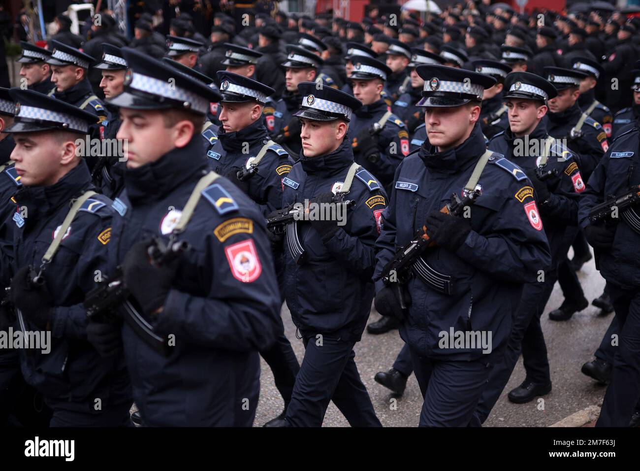 Members of the police forces of Republic of Srpska march during a ...