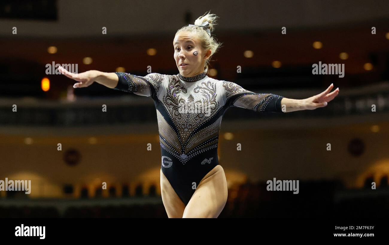 Georgia's Haley de Jong competes on the vault during an NCAA gymnastics ...