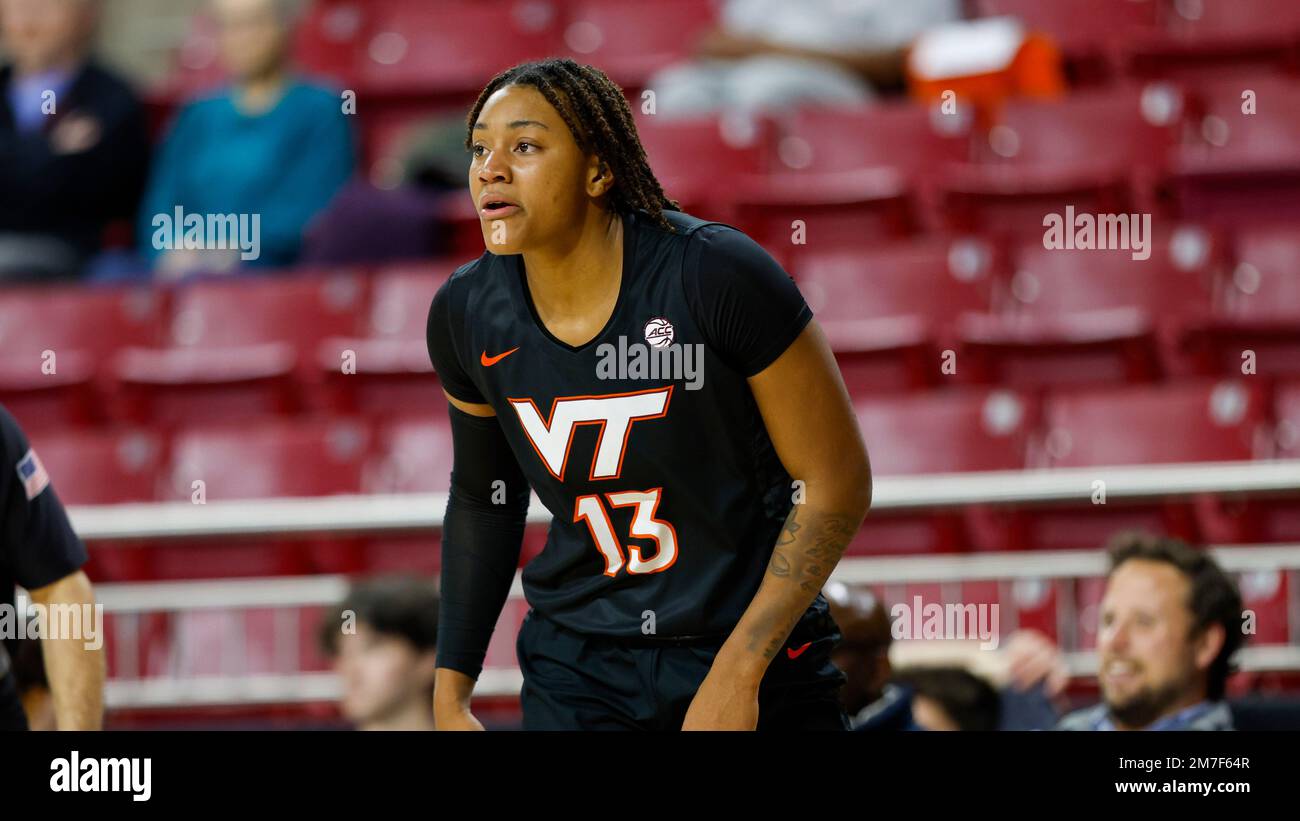 Virginia Tech forward Taylor Soule (13) reacts during the second half ...