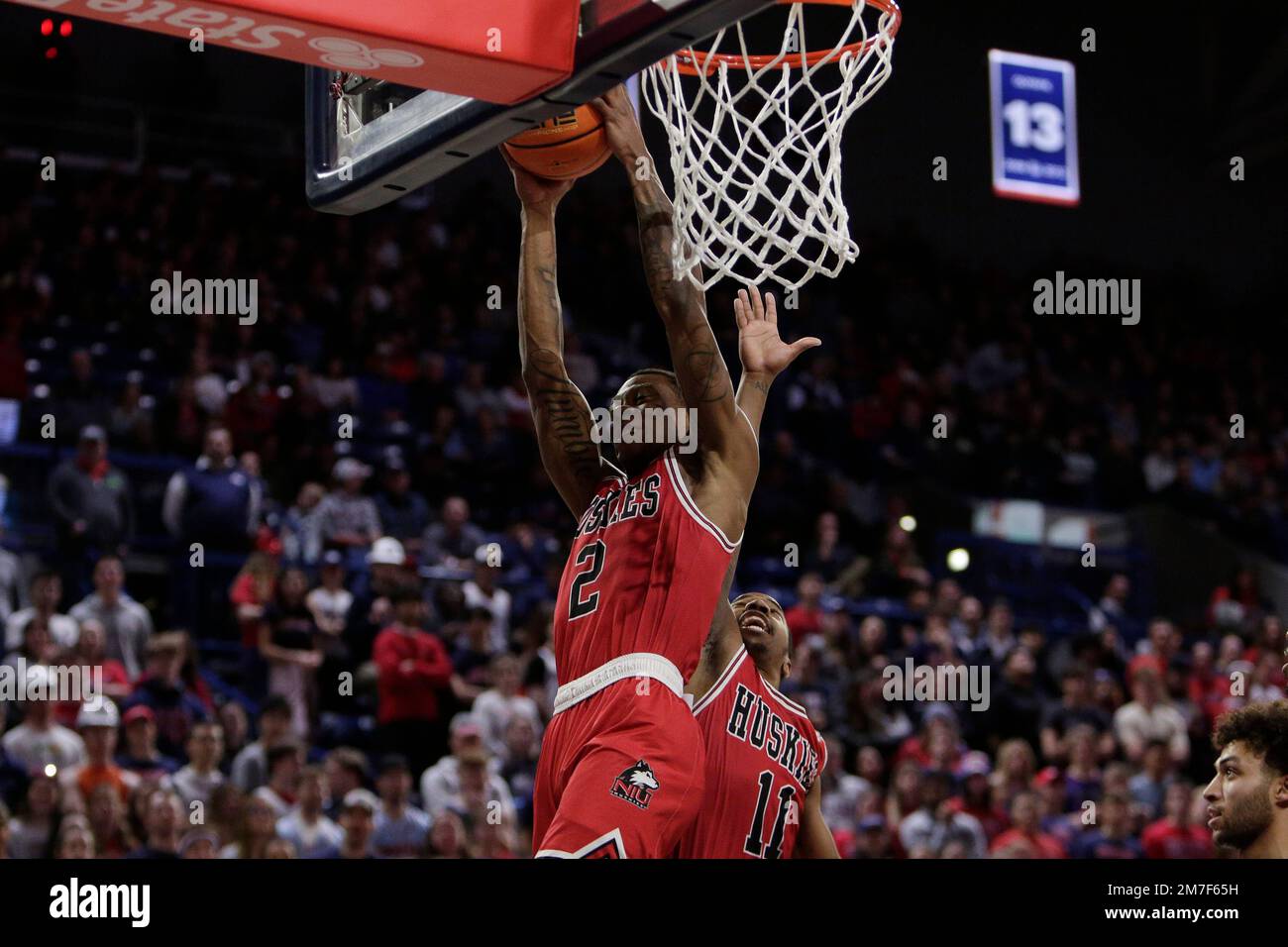 Northern Illinois guard Zarique Nutter (2) grabs a rebound next to ...