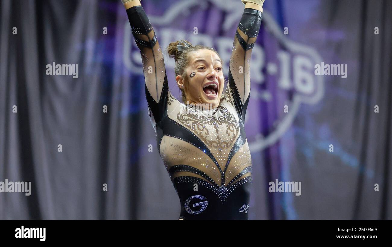 Georgia's Sandra Elsadek competes on the vault during an NCAA ...