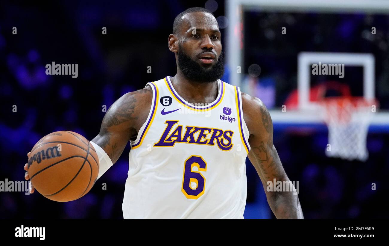 Los Angeles Lakers' LeBron James plays during an NBA basketball game ...