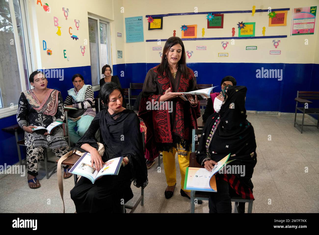 Transgender students attend a class in a newly inaugurated School of ...