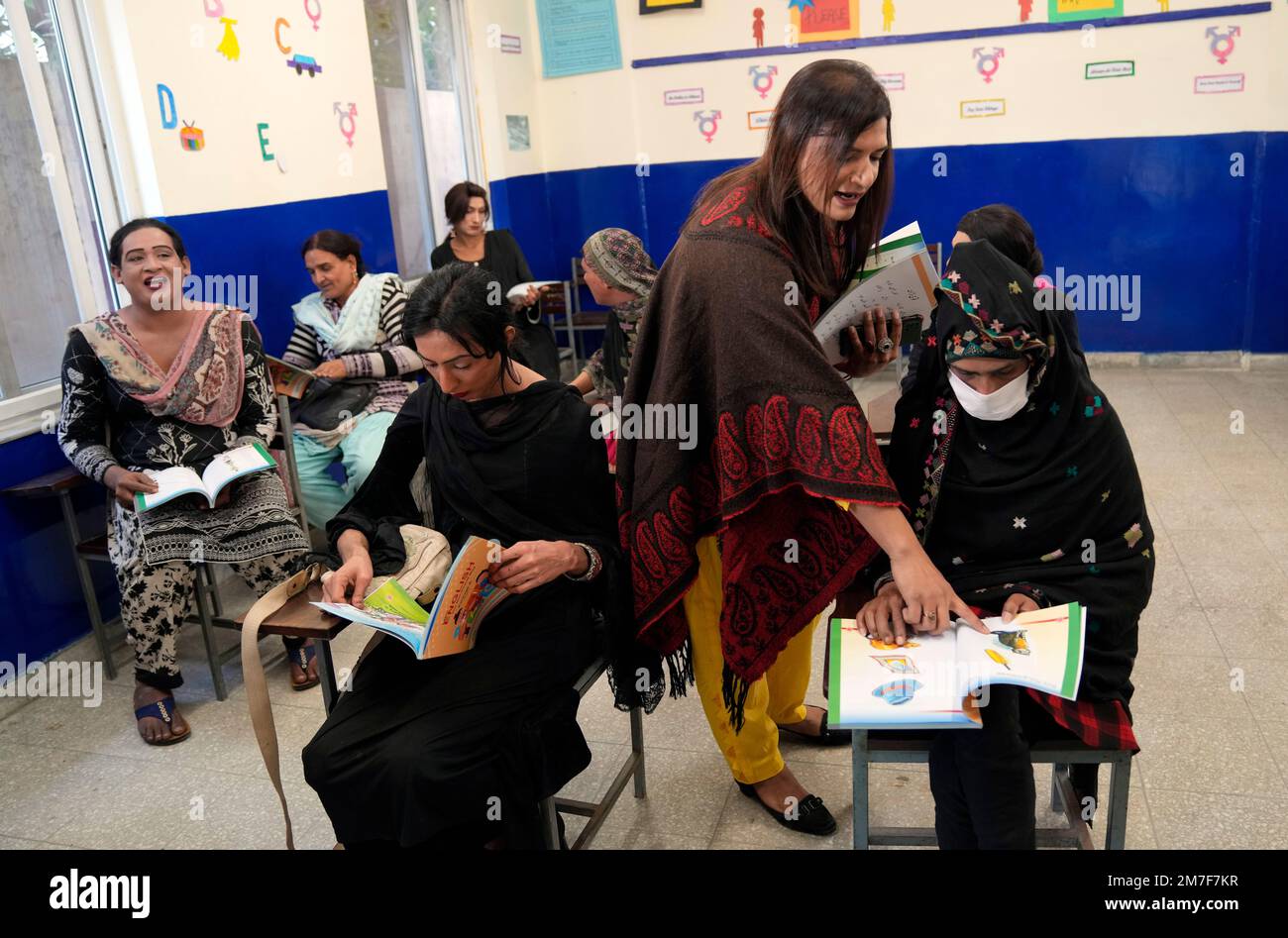 Transgender students attend a class in a newly inaugurated School of ...
