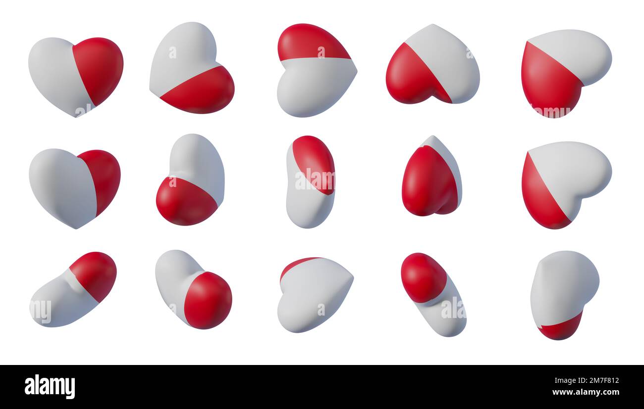 Collection with 15 different types hearts flag color peru hi-res stock ...