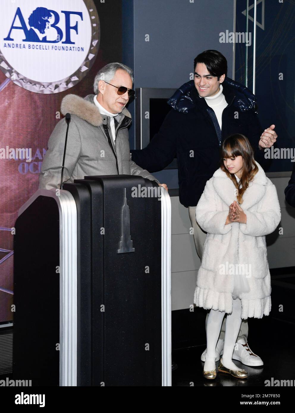 Italian tenor Andrea Bocelli, left, and his children Matteo Bocelli and ...