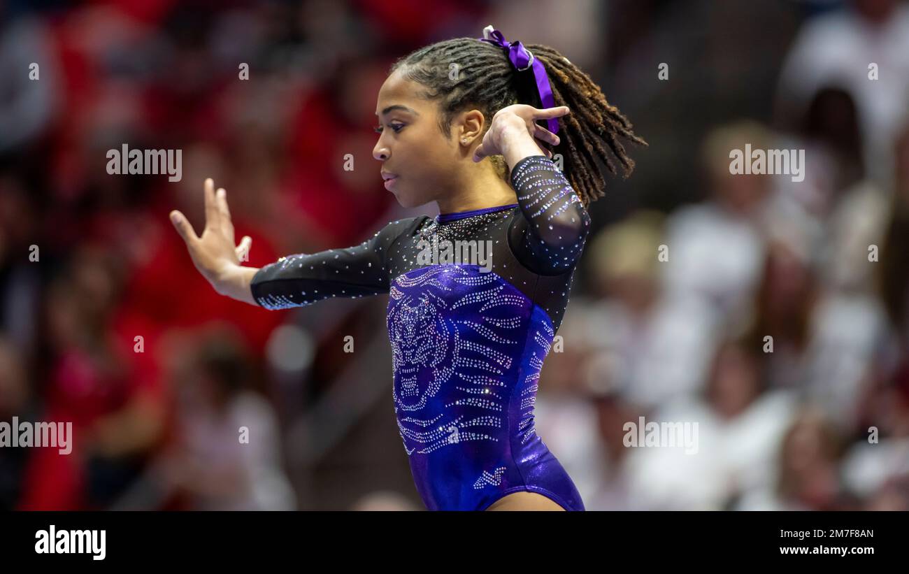 LSU gymnast Bryce Wilson performs her beam routine during an NCAA ...
