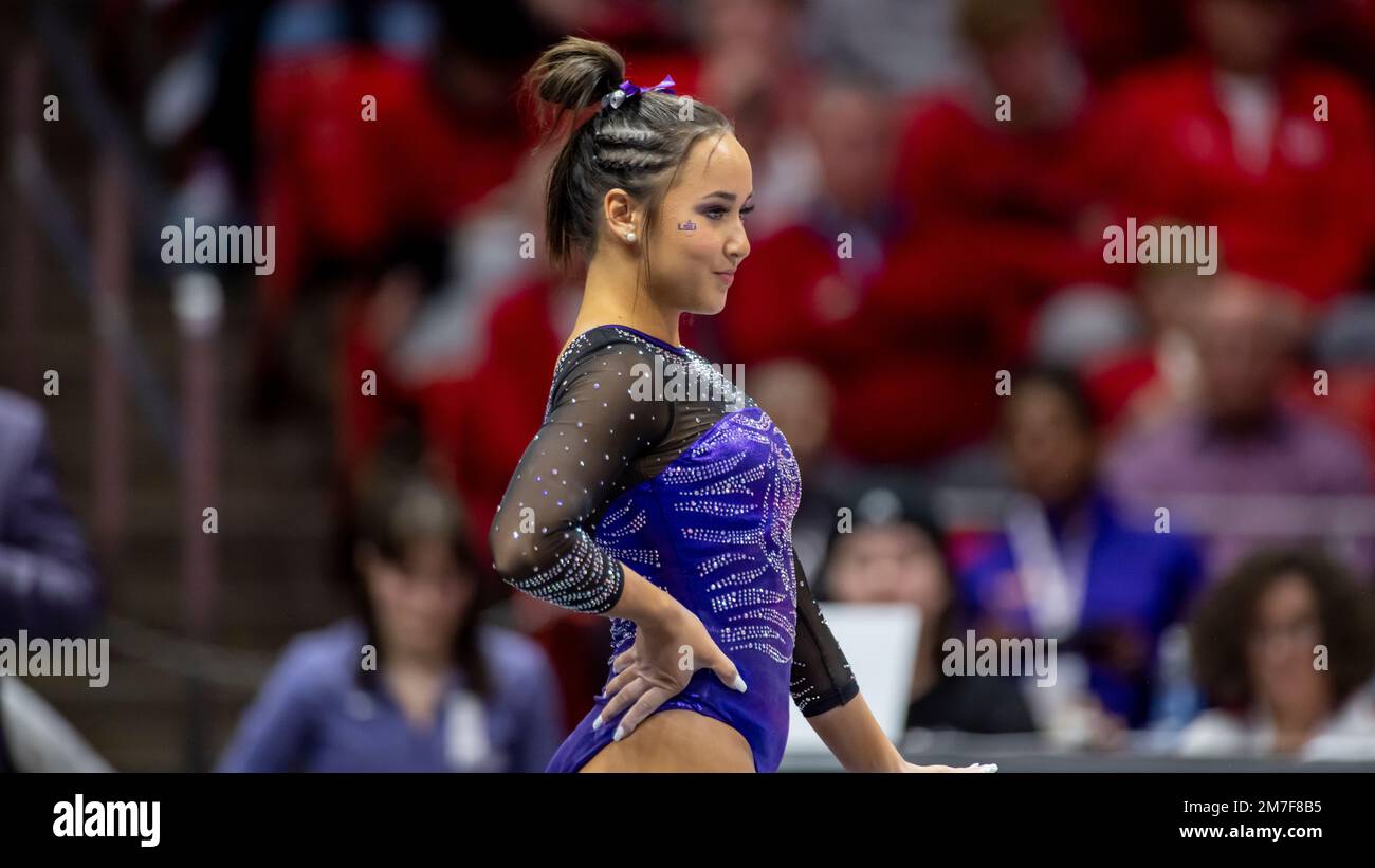 LSU gymnast Aleah Finnegan performs her floor routine during an NCAA ...