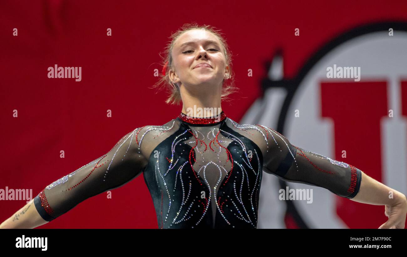 Utah Gymnast Maile Okeefe Performs Her Floor Routine During An Ncaa