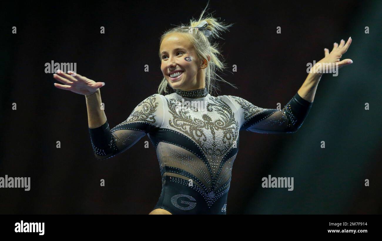 Georgia's Haley de Jong competes on the floor exercise during an NCAA ...