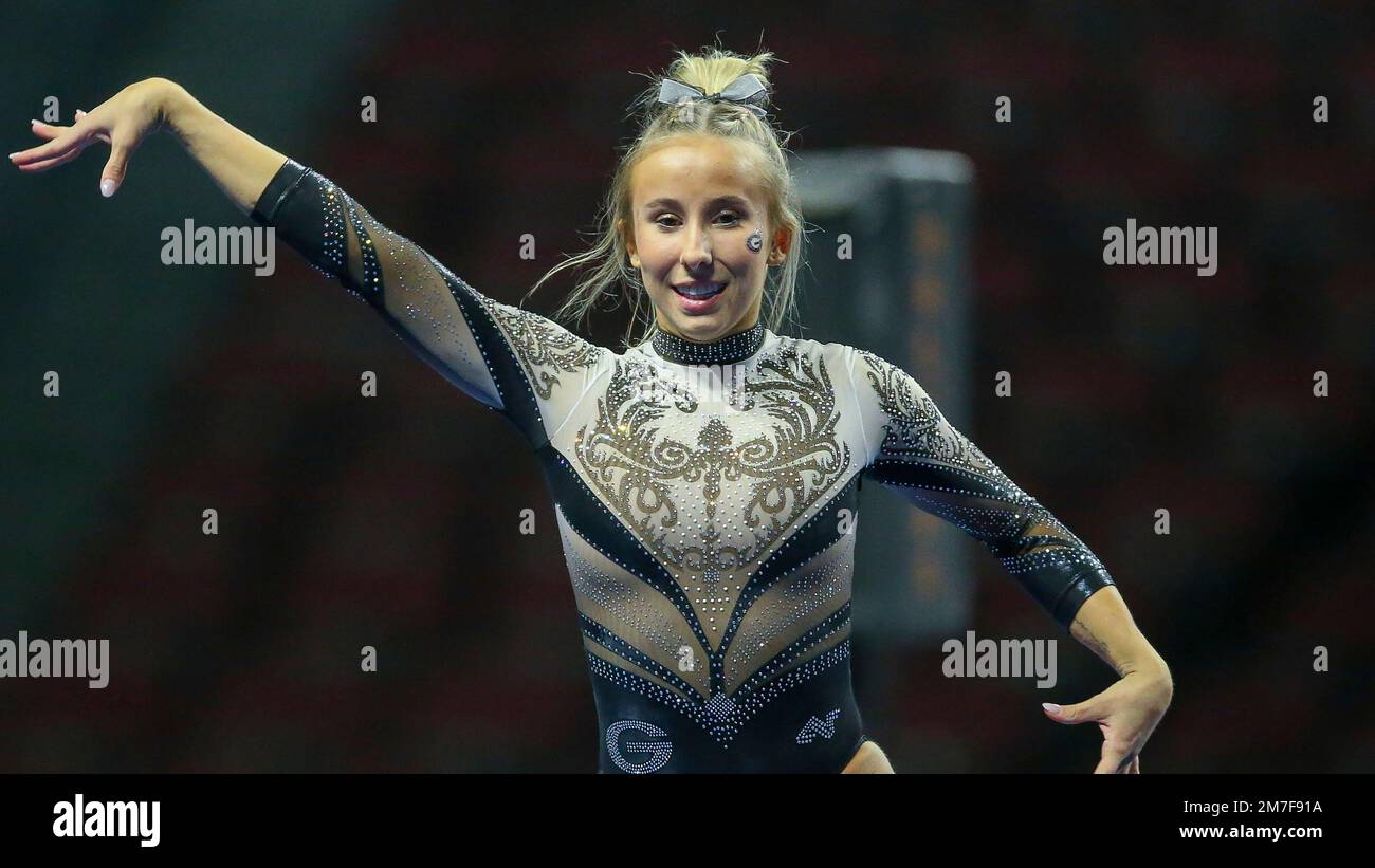 Georgia's Haley de Jong competes on the floor exercise during an NCAA ...