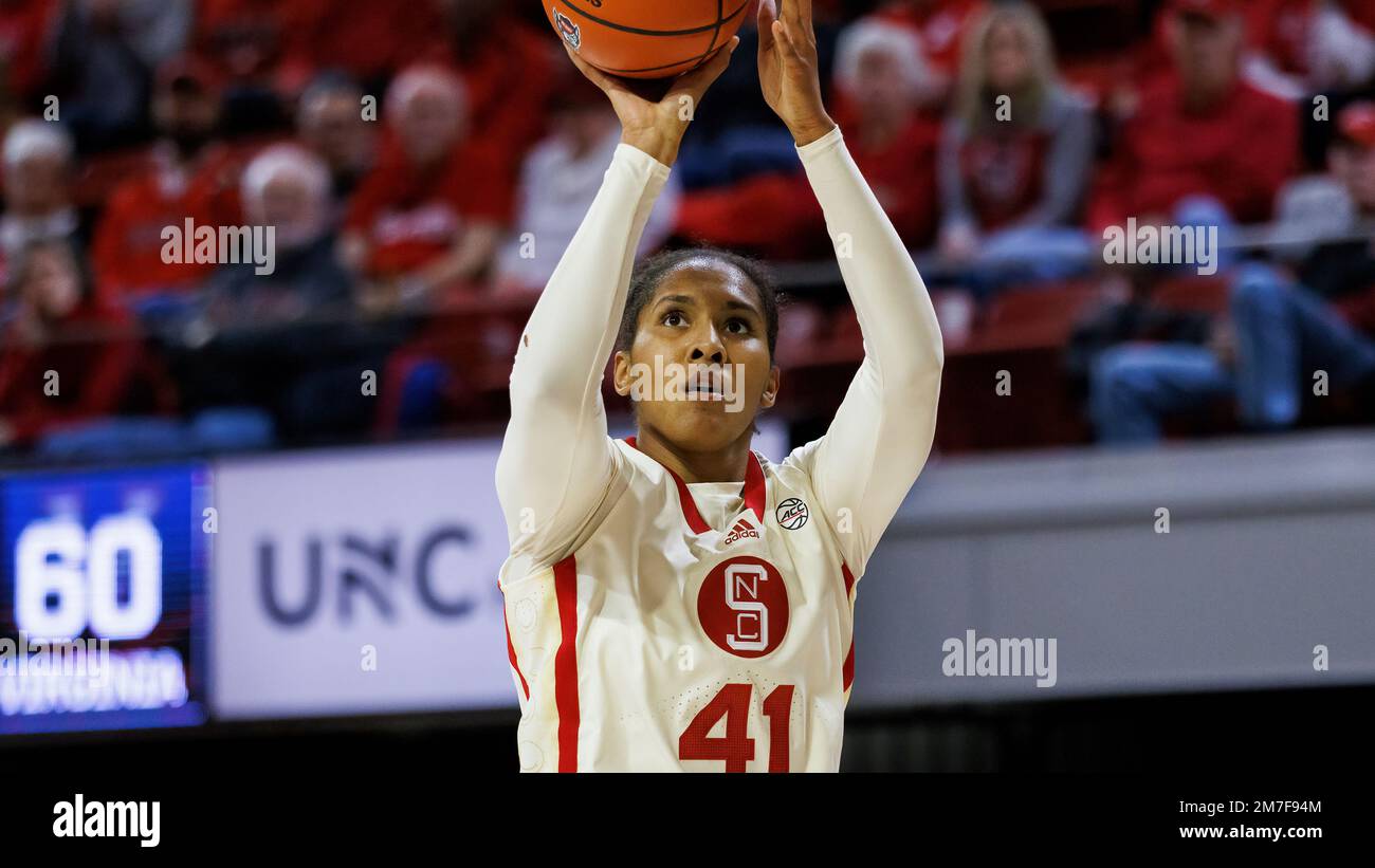 North Carolina State's Camille Hobby (41) attempts a shot during an ...