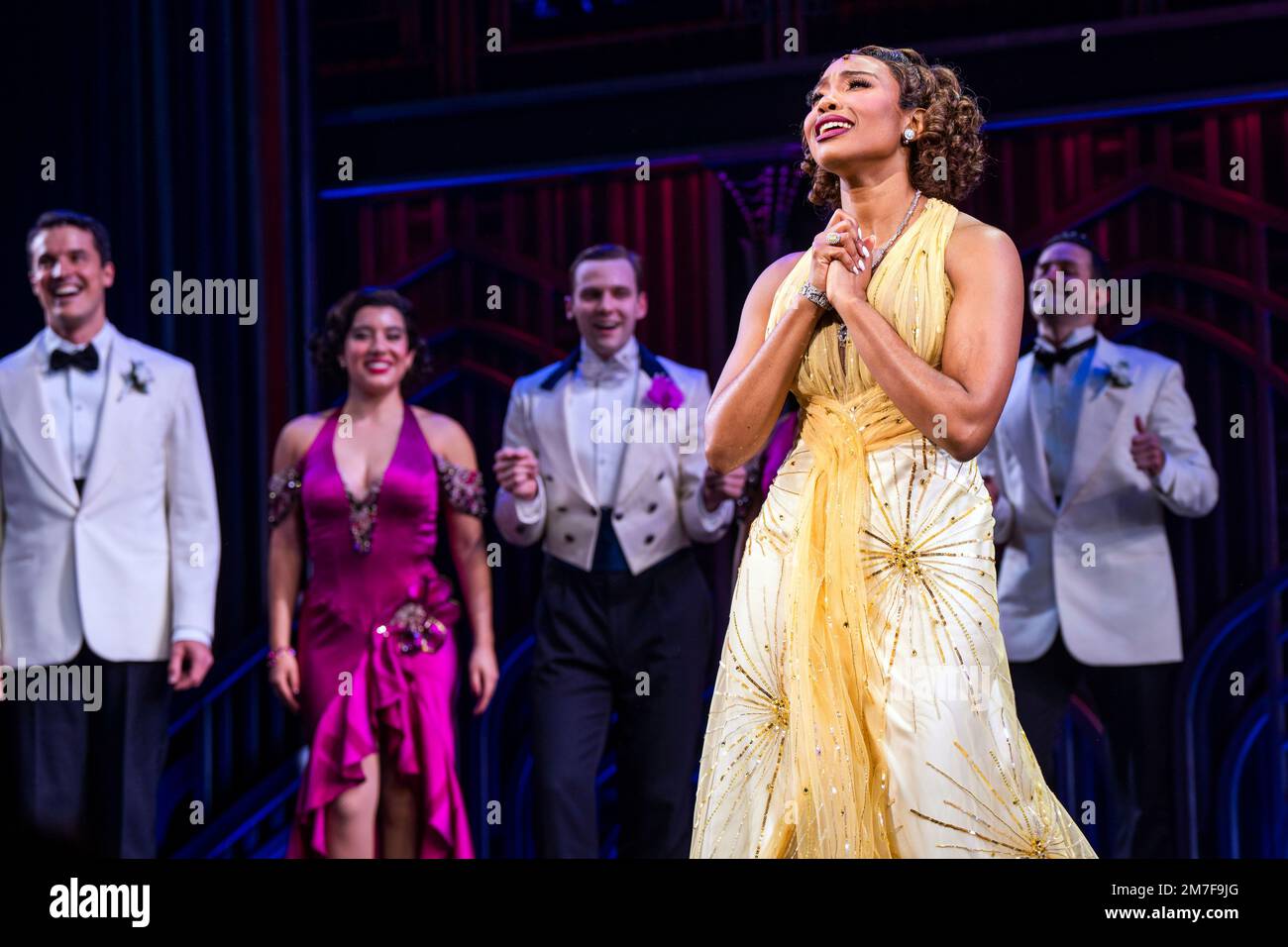 Adrianna Hicks appears at the curtain call following the opening night ...
