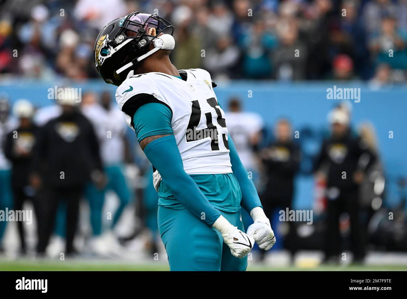 Jacksonville Jaguars defensive end Arden Key (49) celebrates after ...