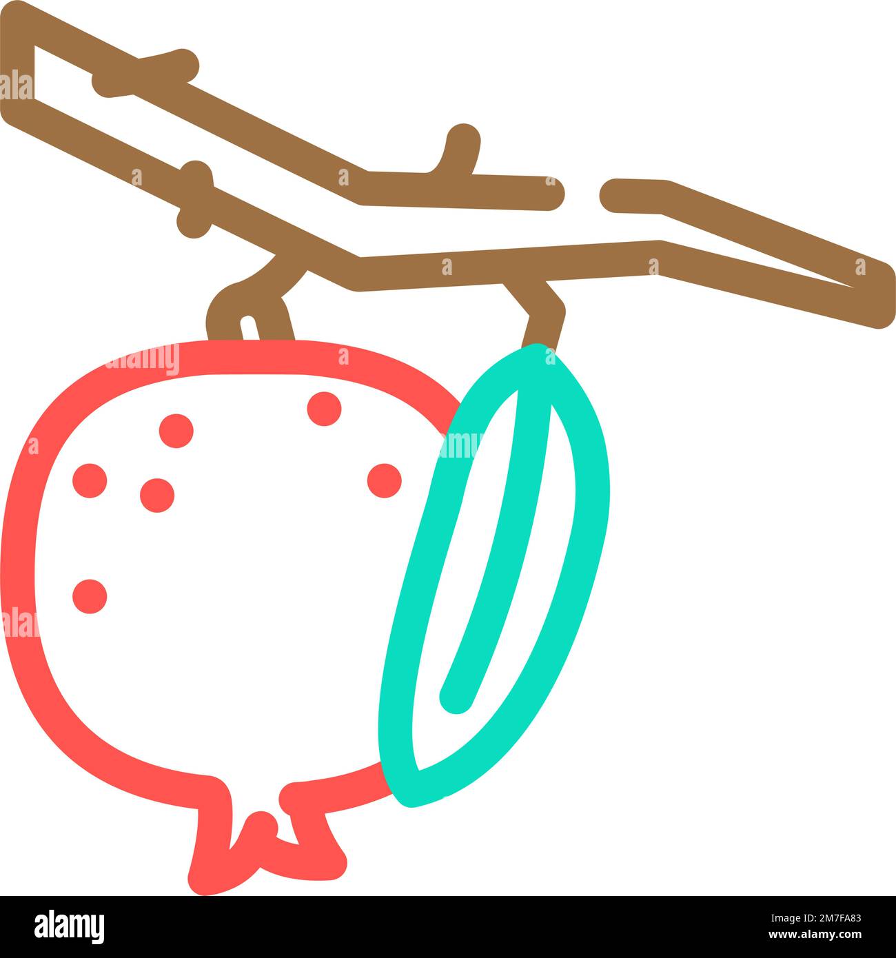 pomegranate branch leaf color icon vector illustration Stock Vector ...