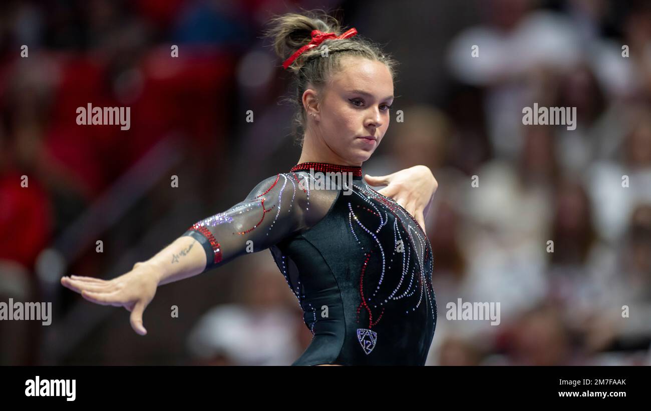 Utah gymnast Maile O'Keefe performs her beam routine during an NCAA ...