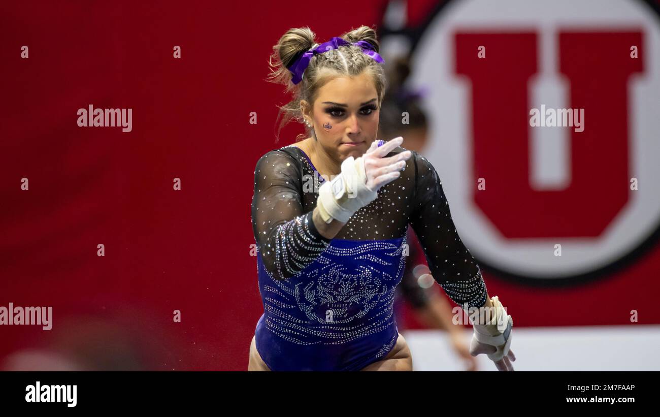 LSU gymnast KJ Johnson performs her floor routine during an NCAA ...
