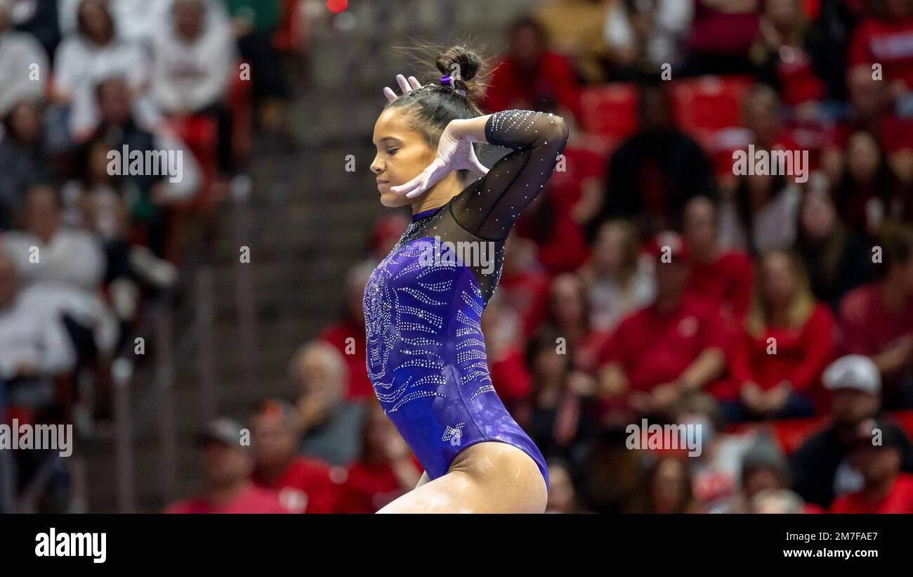 LSU gymnast Haleigh Bryant performs her beam routine during an NCAA ...