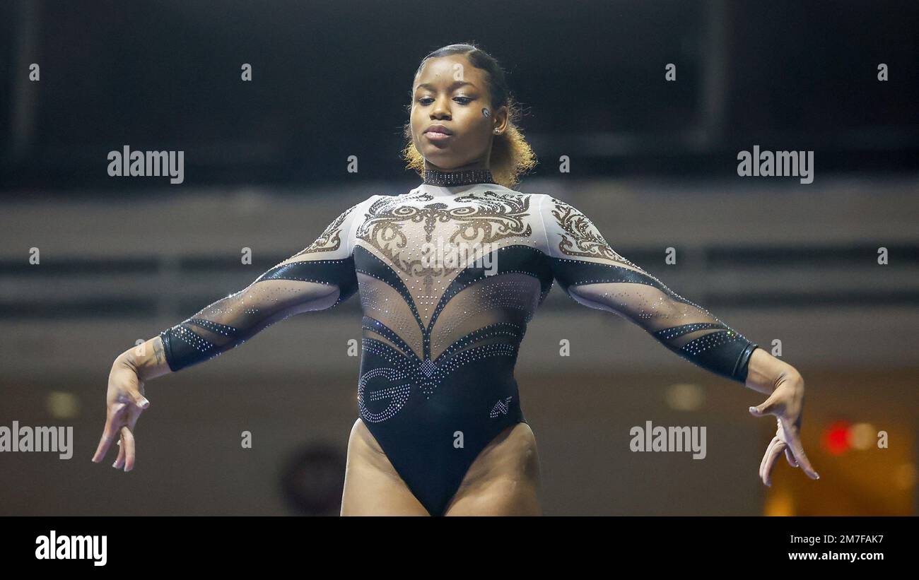 Georgia's Naya Howard competes on the balance beam during an NCAA ...