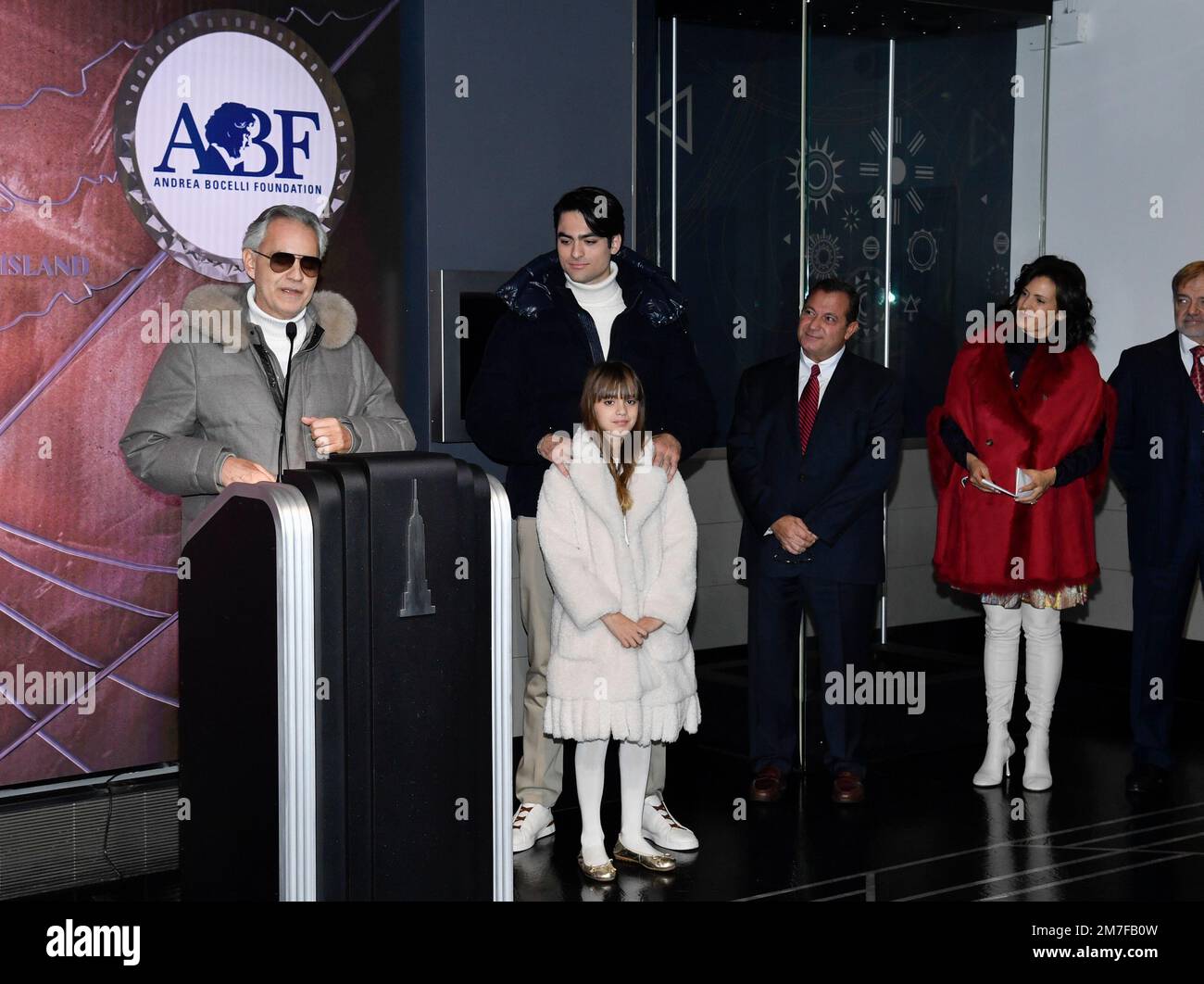 Andrea Bocelli and family participate in the ceremonial lighting of the ...