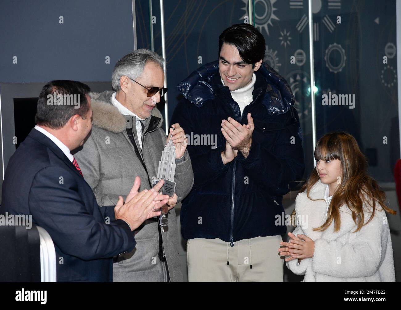 Italian tenor Andrea Bocelli, left, and his children Matteo Bocelli and ...