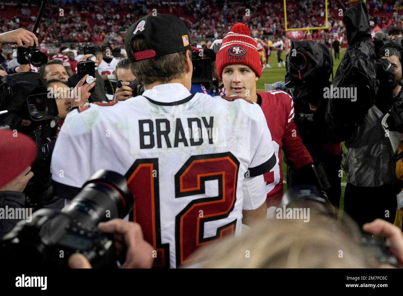 Tampa Bay Buccaneers quarterback Tom Brady (12) greets San Francisco ...