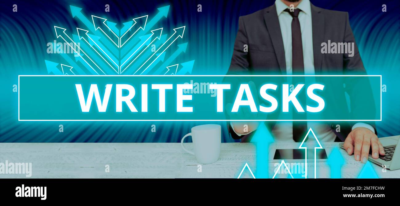 Conceptual caption Write Tasks. Concept meaning assigned piece of work ...