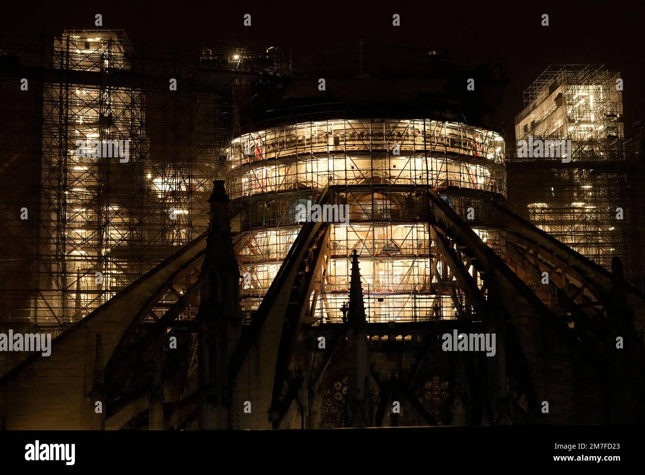 The dome of Notre-Dame Cathedral, under reconstruction after it was ...