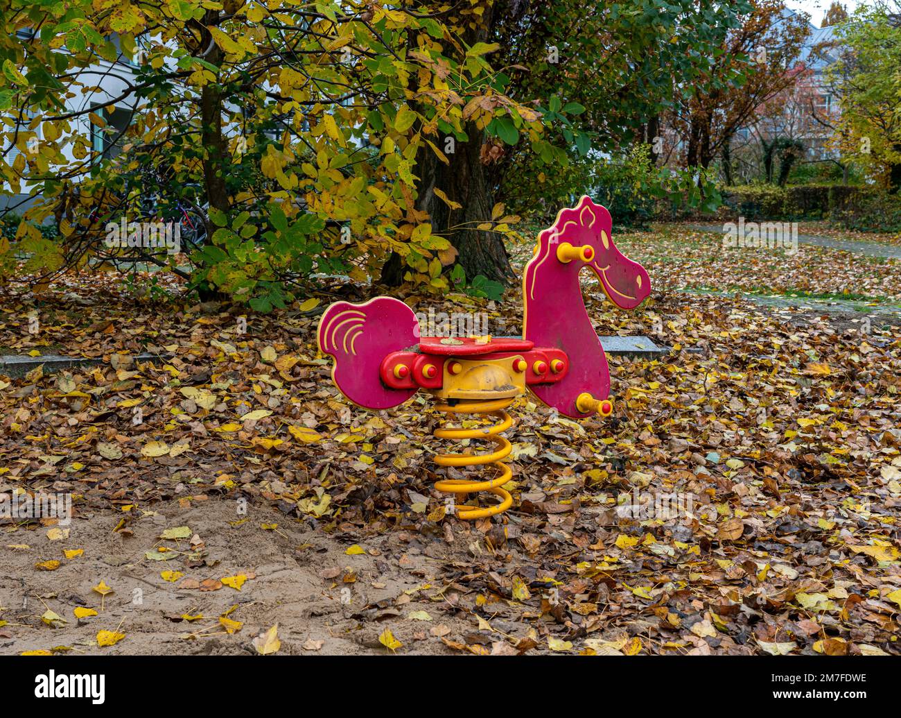 Lonely Children Playground In Autumn, Berlin, Germany Stock Photo - Alamy