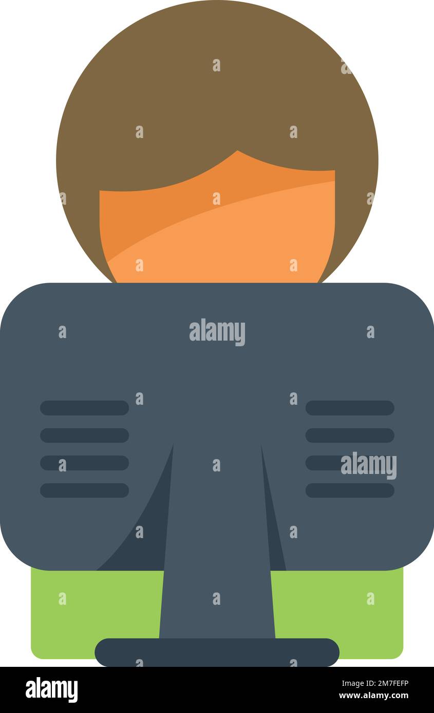 Online pc help icon flat vector. Office service. Customer support ...