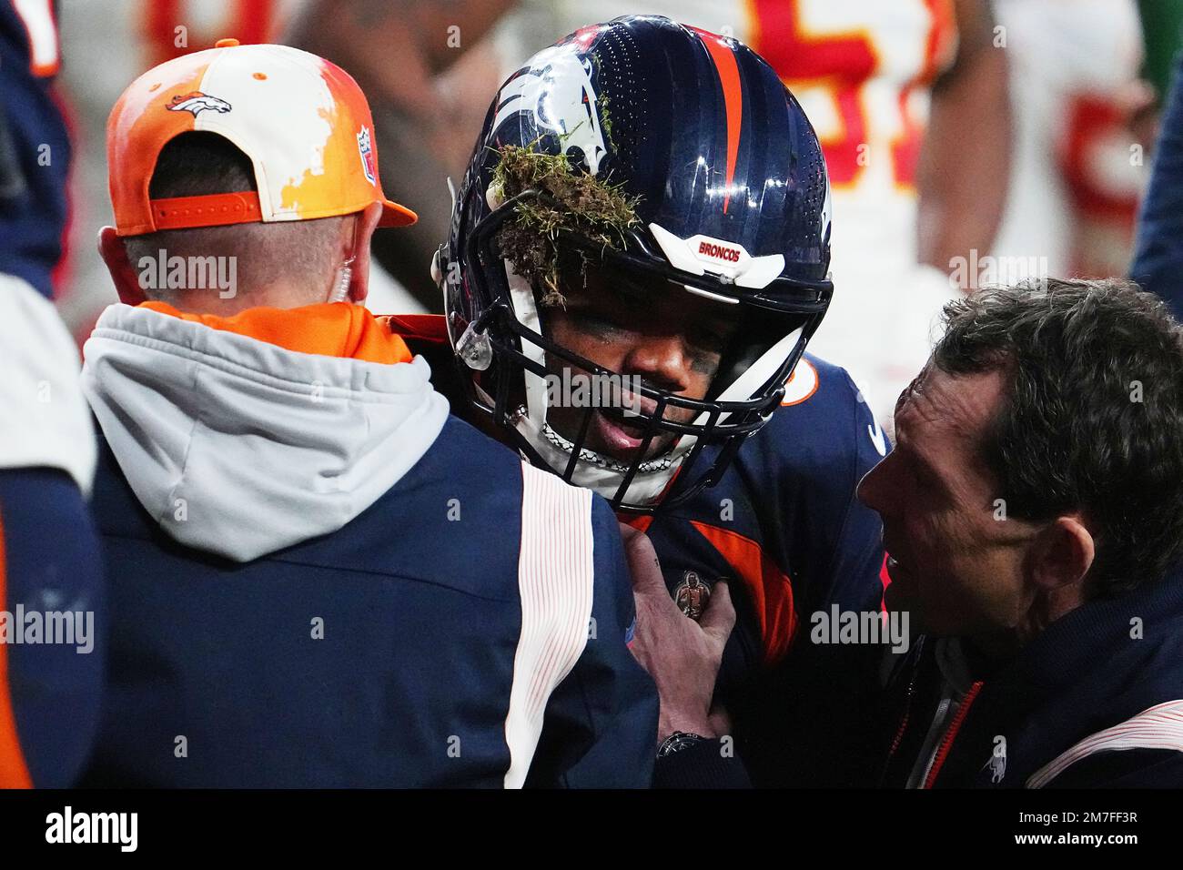 Denver Broncos quarterback Russell Wilson (3) is injured against the ...