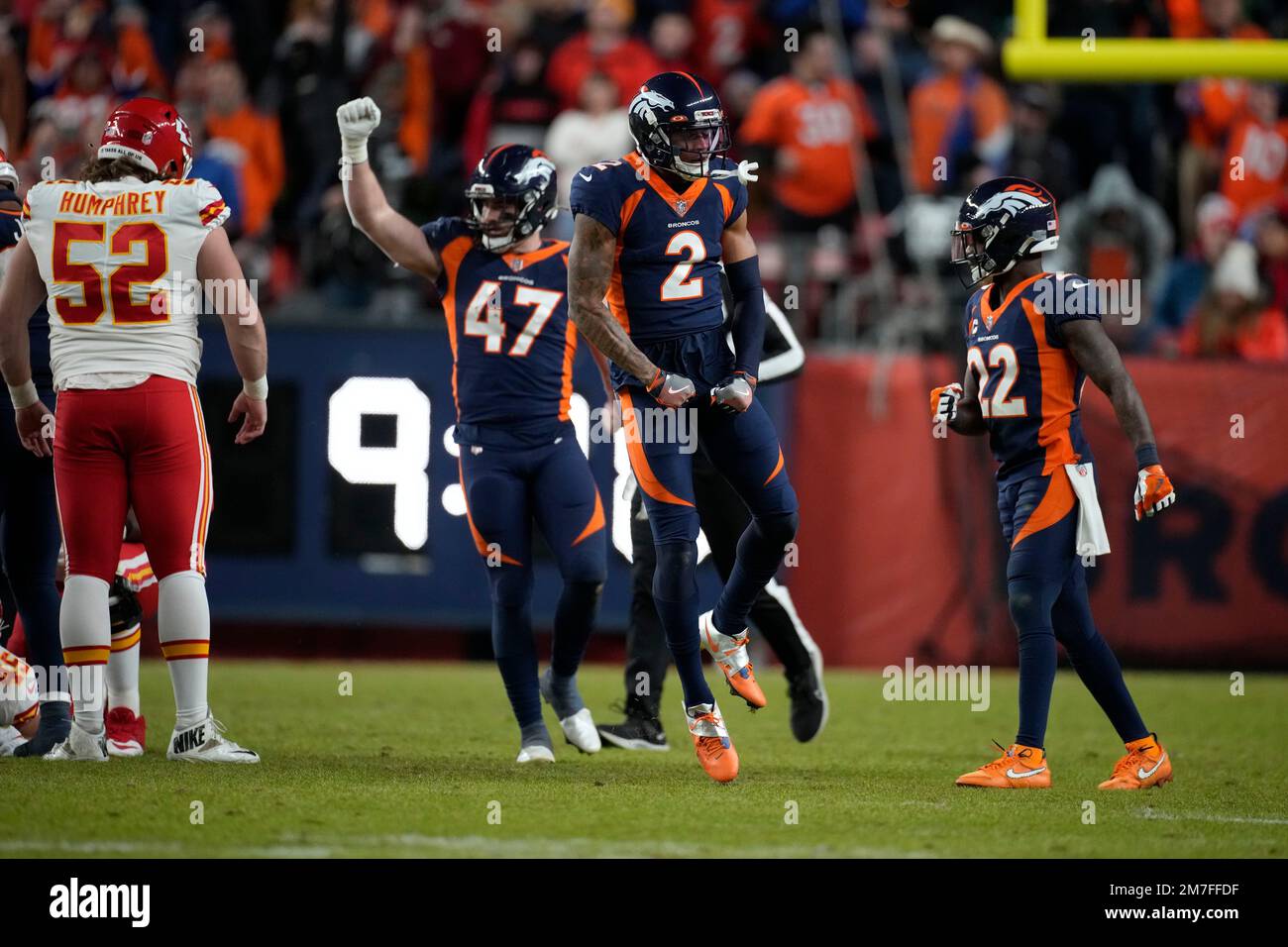 Denver Broncos cornerback Pat Surtain II (2) celebrates after a tackle ...