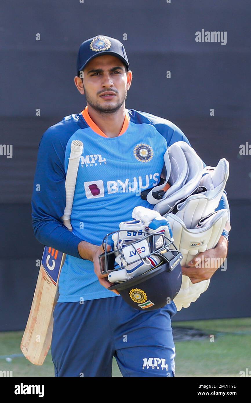India's Shubman Gill during a practice session ahead of their first ...