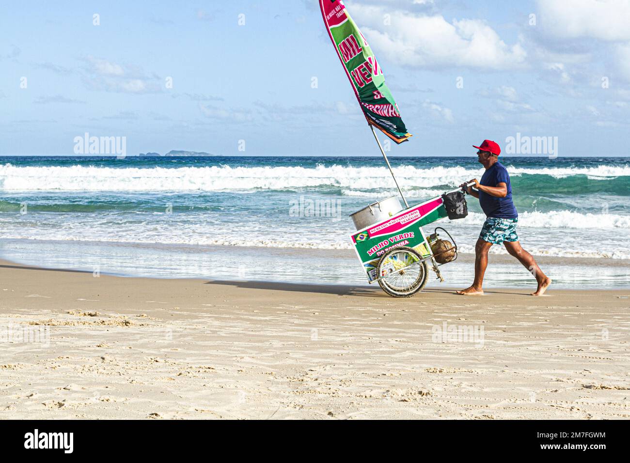 Beach vendor at Acores Beach. Florianopolis, Santa Catarina, Brazil ...