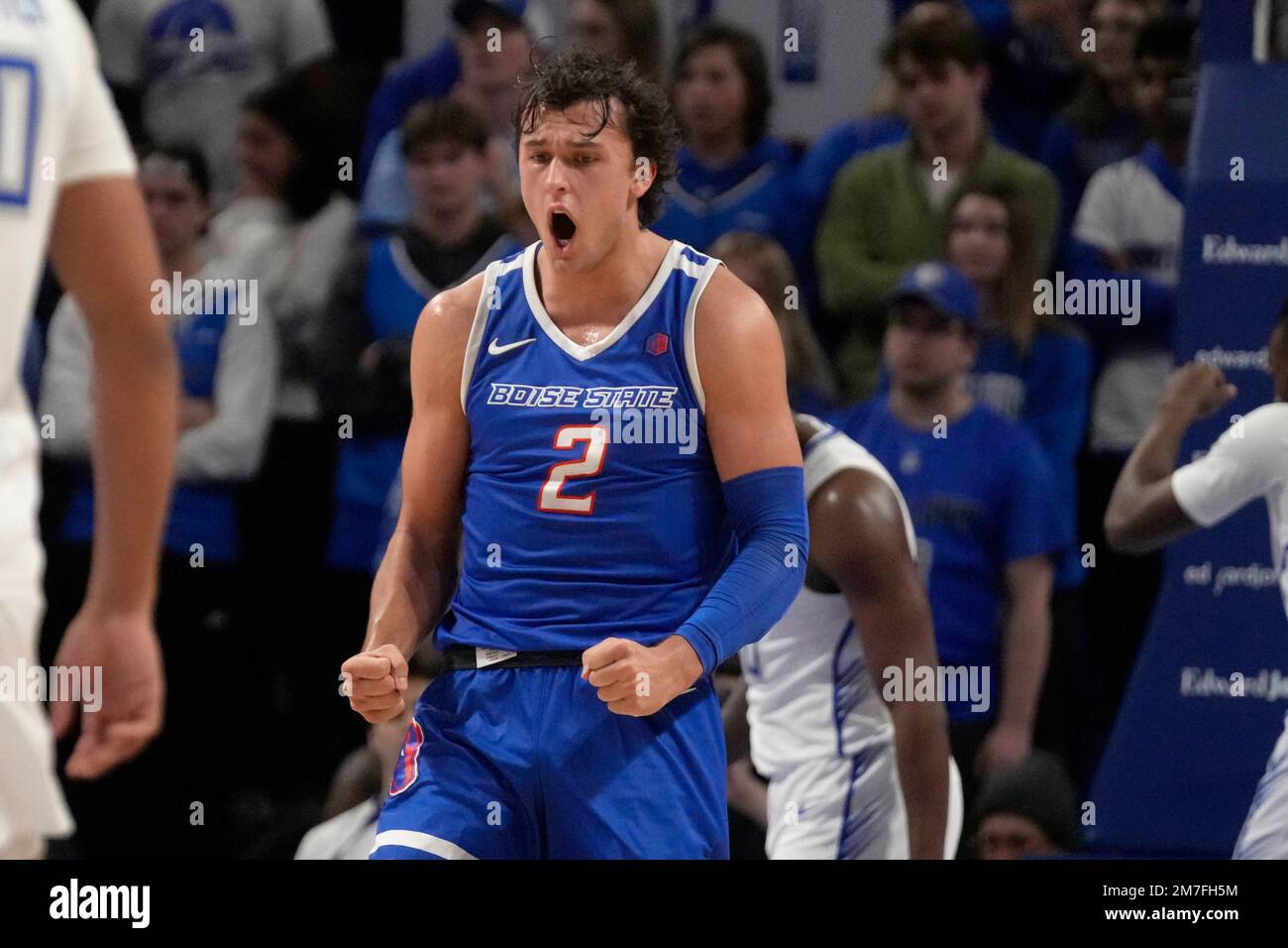 Boise State's Tyson Degenhart celebrates during the second half of an ...