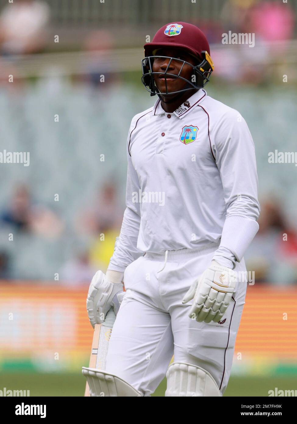 The West Indies' Devon Thomas walks of after he was caught behind by ...
