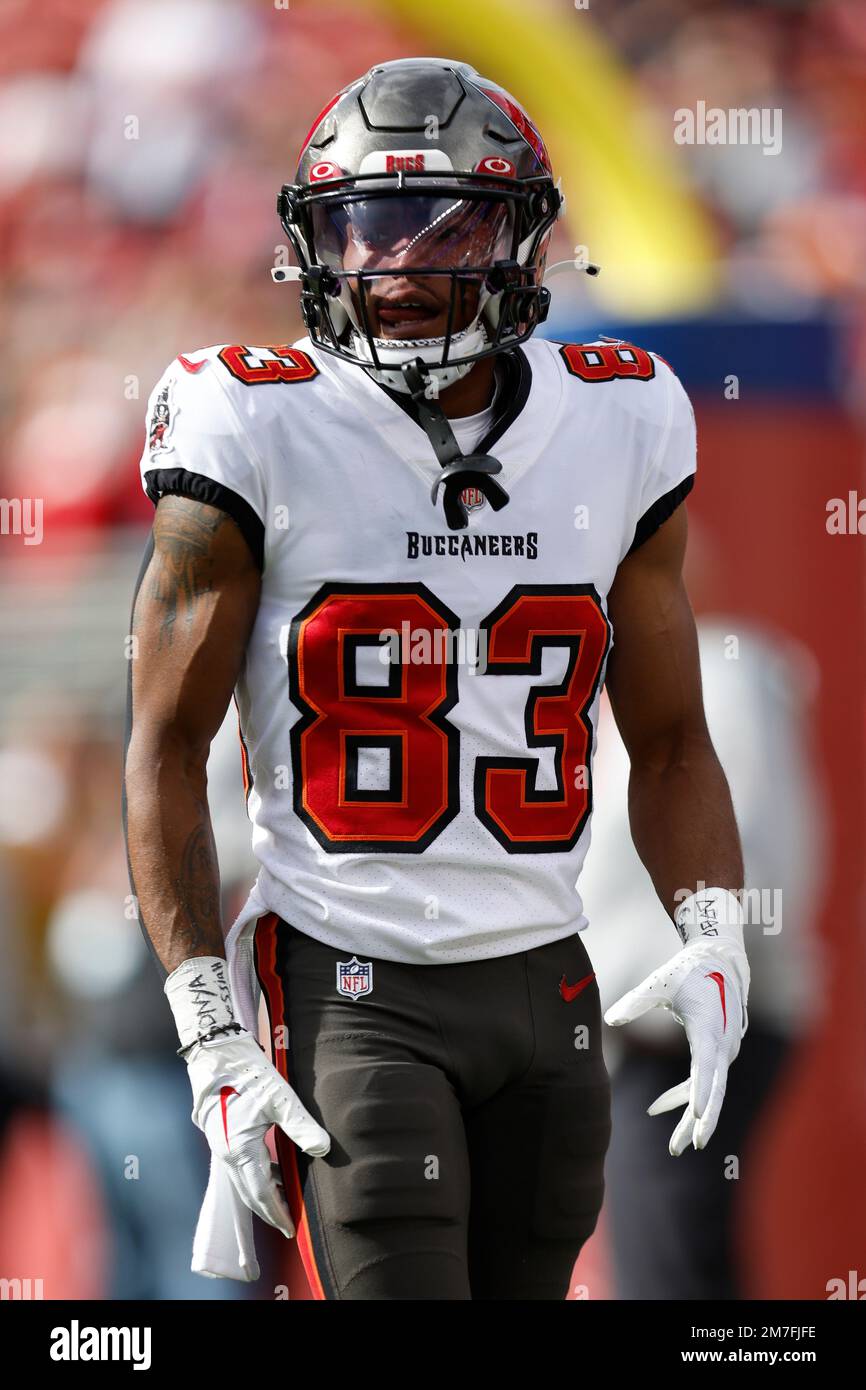 Tampa Bay Buccaneers wide receiver Deven Thompkins warms up before an ...
