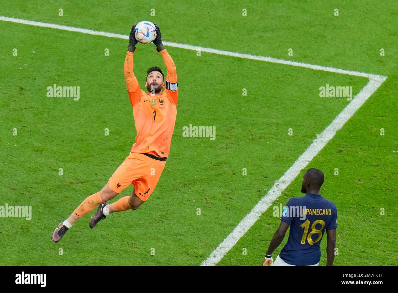 France's goalkeeper Hugo Lloris, left, makes a save during the World ...