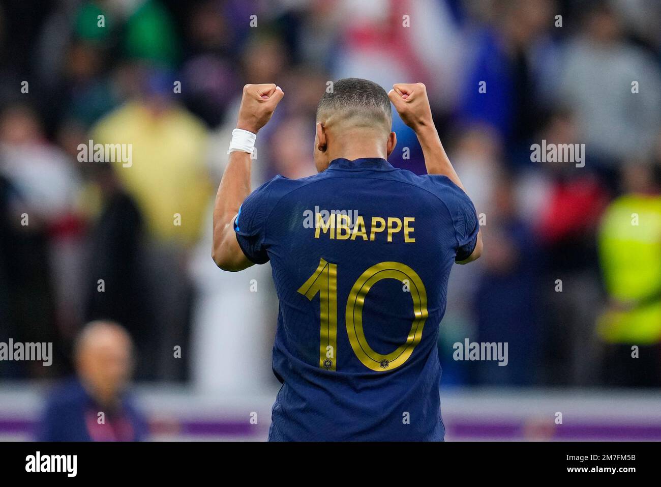 France's Kylian Mbappe celebrates following the World Cup quarterfinal ...