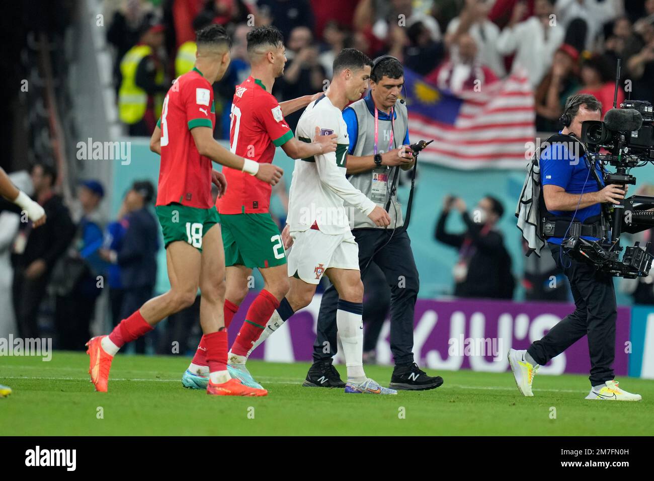 Portugal's Cristiano Ronaldo leaves the pitch at the end of the World ...