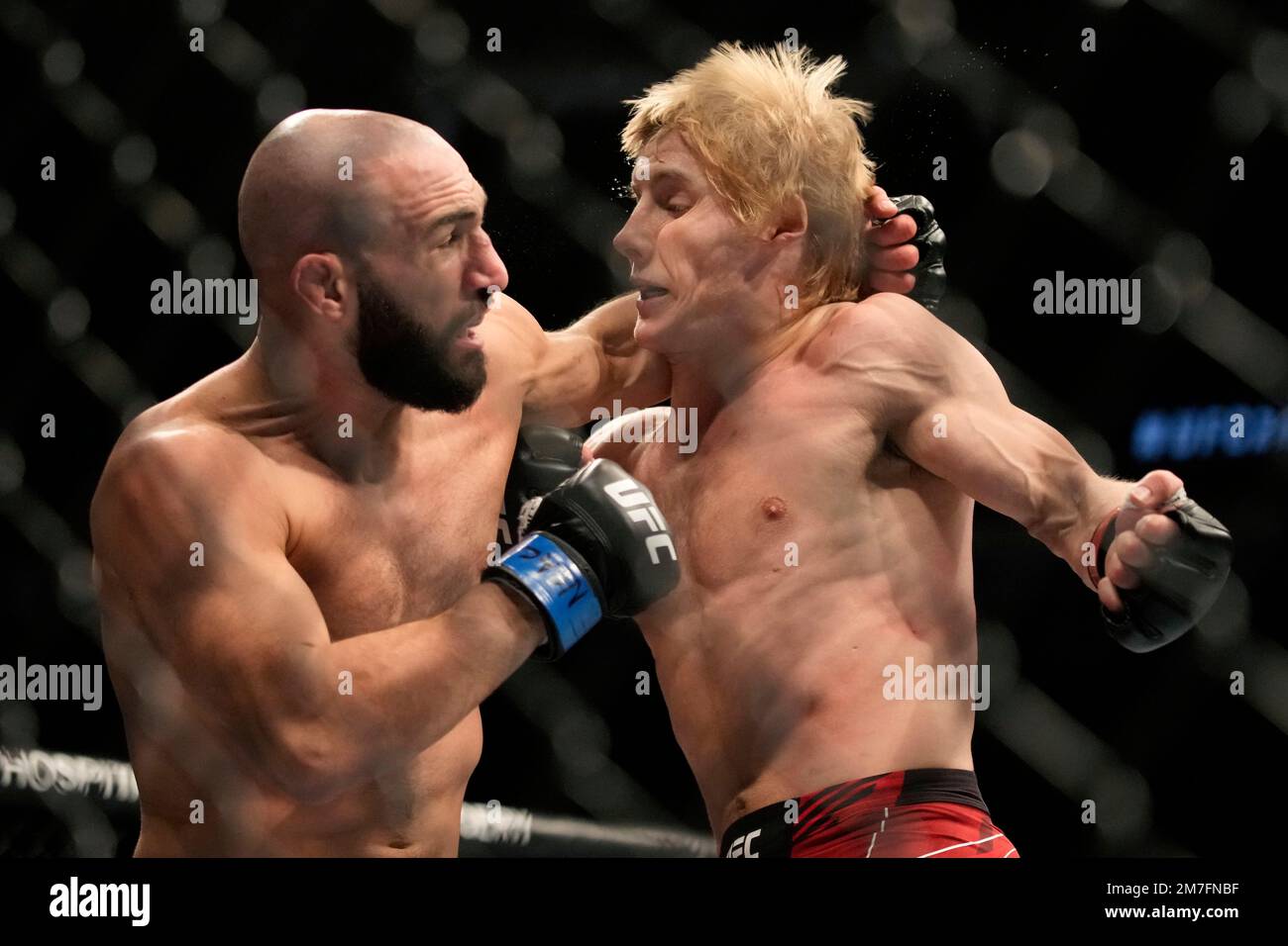 Jared Gordon, left, hits Paddy Pimblett during a UFC 282 mixed martial ...