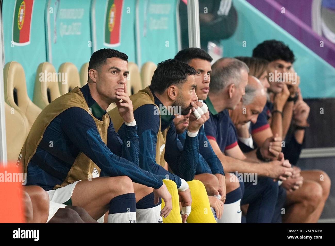 Portugal's Cristiano Ronaldo sits on the bench before the World Cup ...