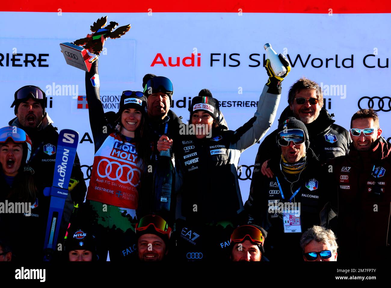 Italy's Marta Bassino, third from left, winner of an alpine ski, women ...