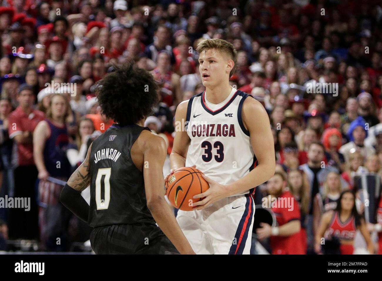 Gonzaga forward Ben Gregg (33) controls the ball while defended by ...