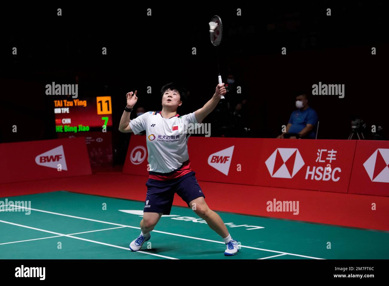 China's He Bing Jiao competes against Taiwan's Tai Tzu-ying during ...
